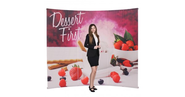 3 Piece L Banner Stand Curved Graphic Package Los Angeles